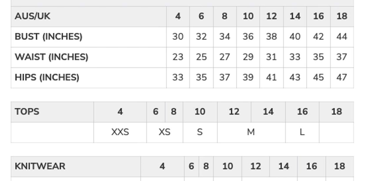SIZE CHART | House Of Mayah